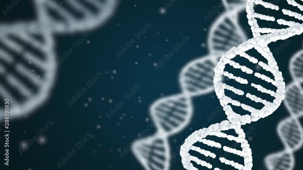 Vertical DNA double helix animate in and out on dark blue background ...