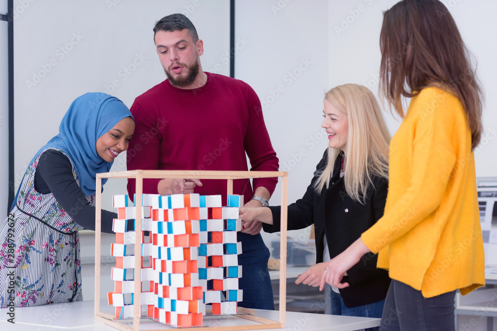 Female Architecture teacher at work. Female professor explain ...