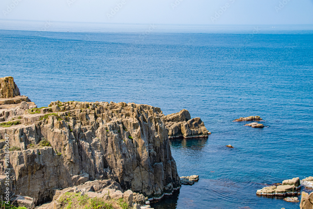 Rocks and the Sea of Japan at Tojinbo located in Mikuni town, Sakai ...