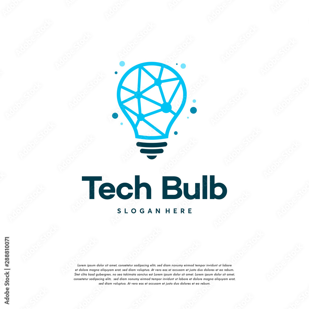 Modern Tech Bulb logo designs concept, Pixel Technology Bulb Idea logo ...