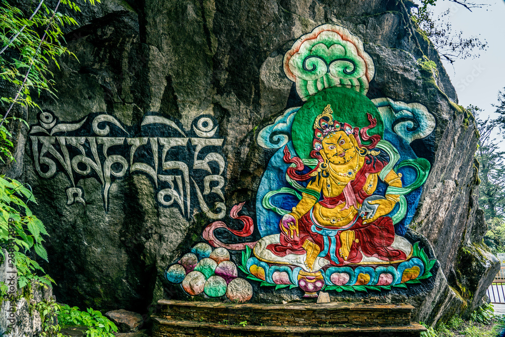 Tibetan murals in the stone wall carvings of Dongga Temple, Hailuogou ...