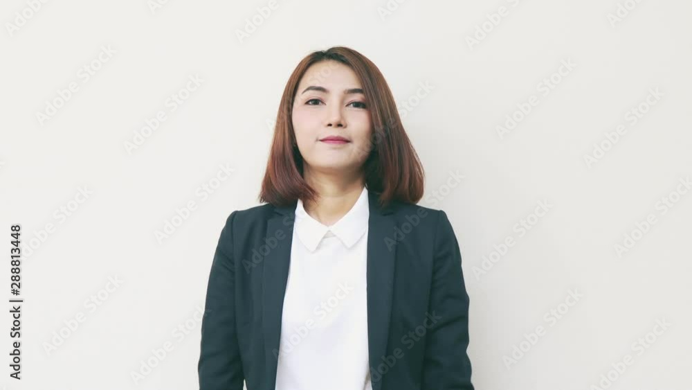 Traditional Thai greeting isolated. Beautiful Thai business woman performing a beautiful thai ...