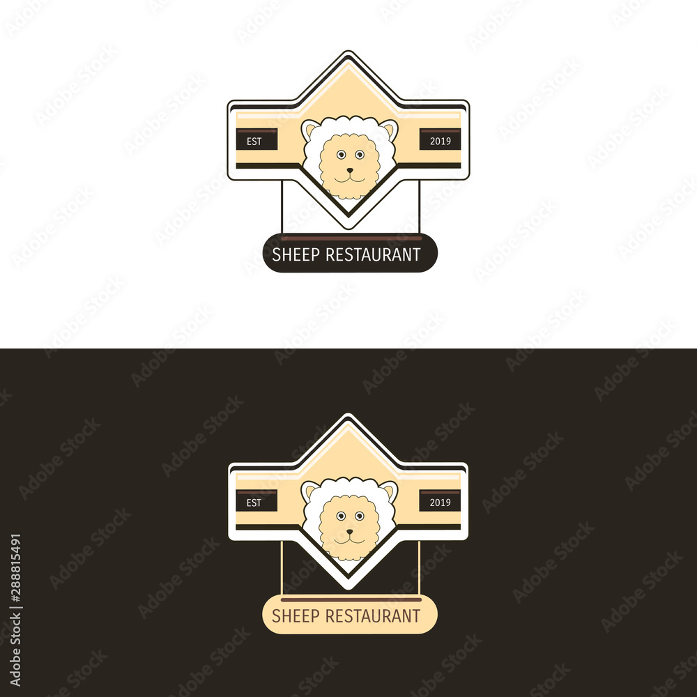 sheep restaurant logo, with emblem design vector Stock Vector | Adobe Stock
