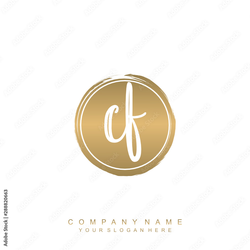 CF initials handwriting logo, with brush template and brush circle ...