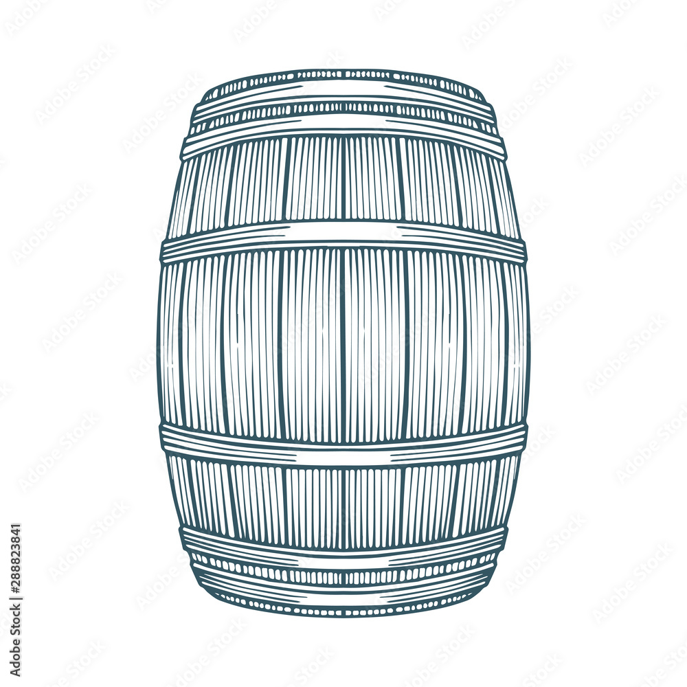 Barrel. Wooden barrel hand drawn vector illustration. Part of set ...