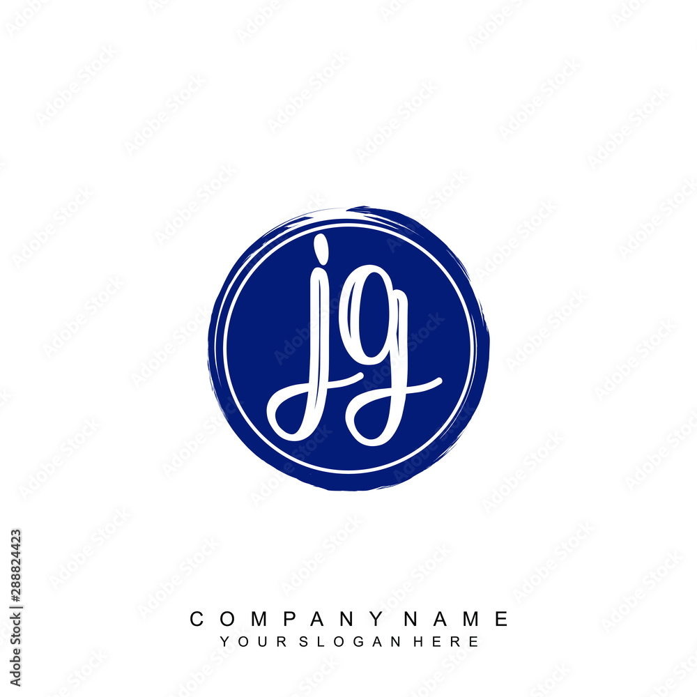 JG initials handwriting logo, with brush template and brush circle ...