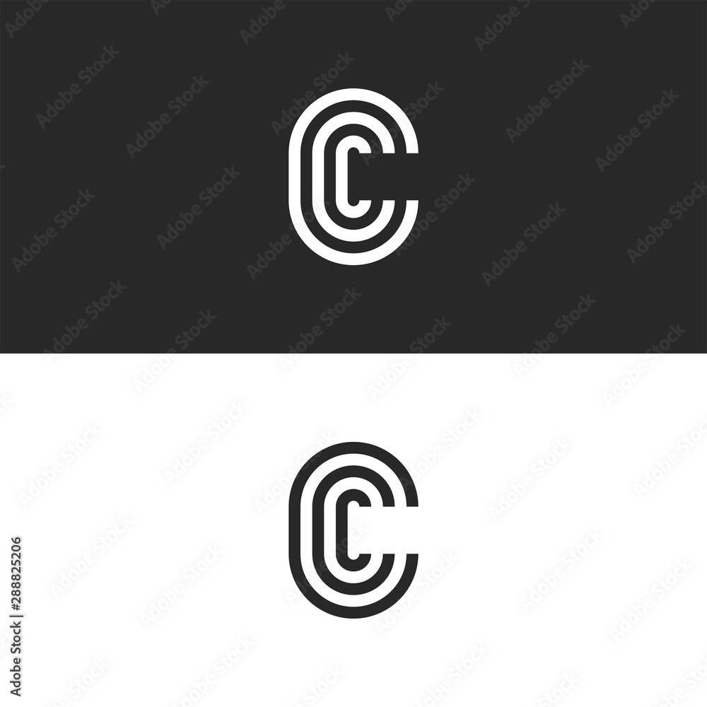 Monogram letter C logo CCC crest initials business card emblem ...