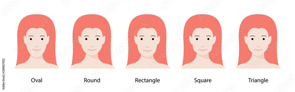 Set of vector face shapes. Oval, triangle, round, square, rectangle ...