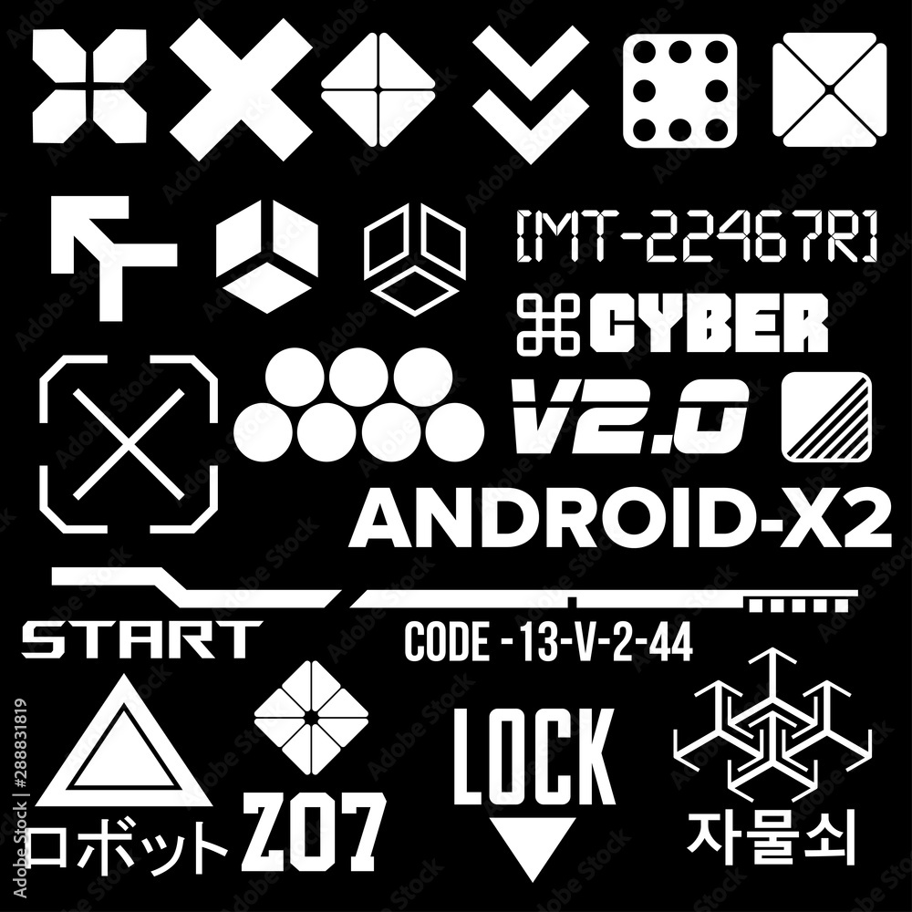 Cyberpunk Style Elements 2 Stock Vector | Adobe Stock