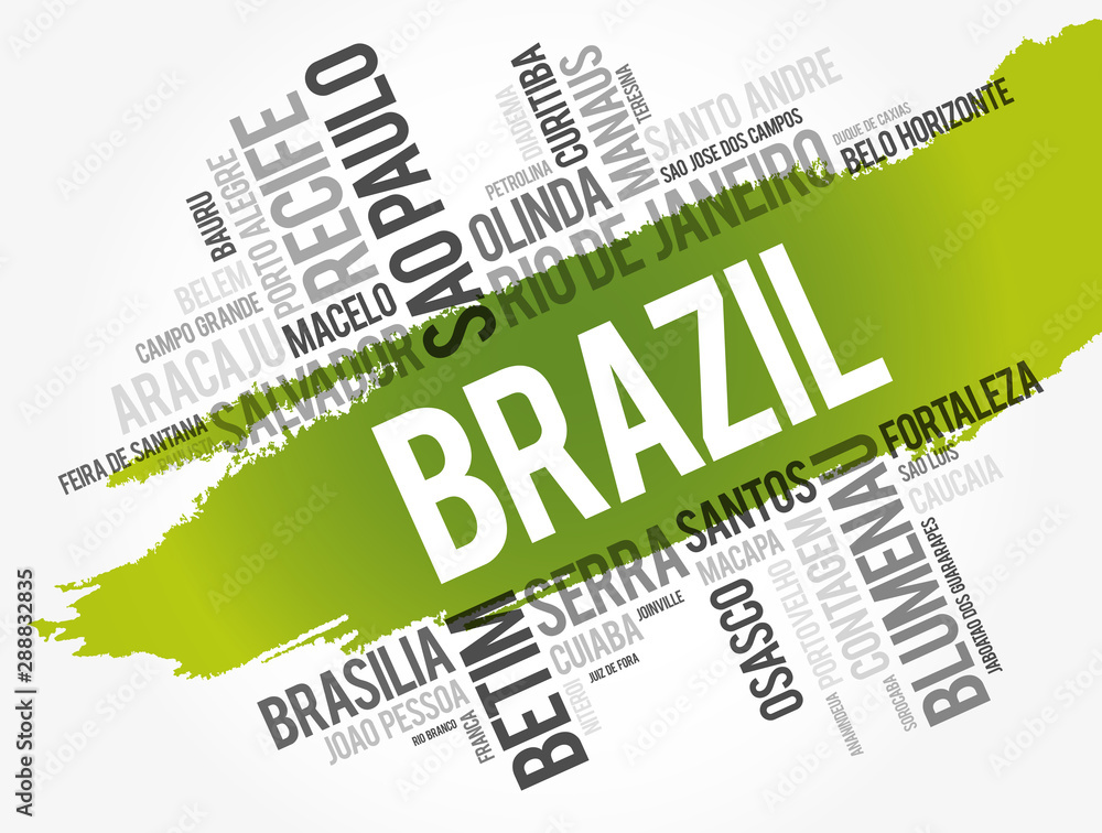 List of cities and towns in Brazil, word cloud collage, business and ...