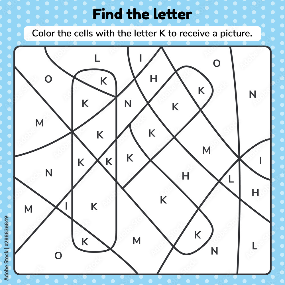 Vector illustration. Coloring book letter for kids. Worksheet for ...