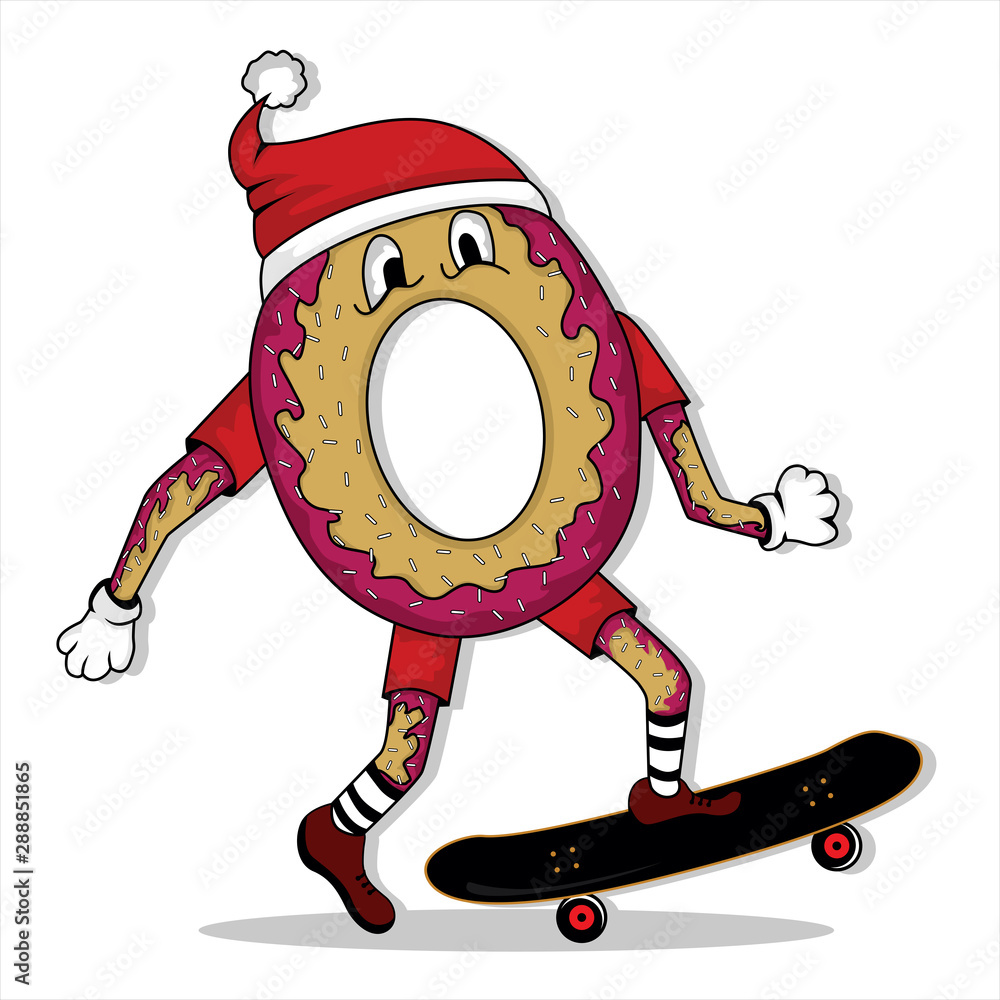 Donut mascot and background Hi pose with flat design style for your ...