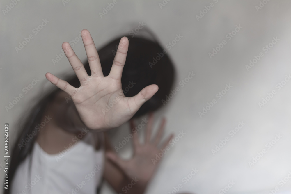 traumatized teenage girl sitting on the bed,Stop violence and abused ...