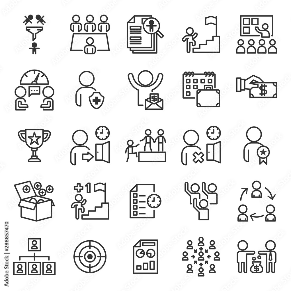 Human Resources Information System or HR Outline Icon Set Stock Vector ...