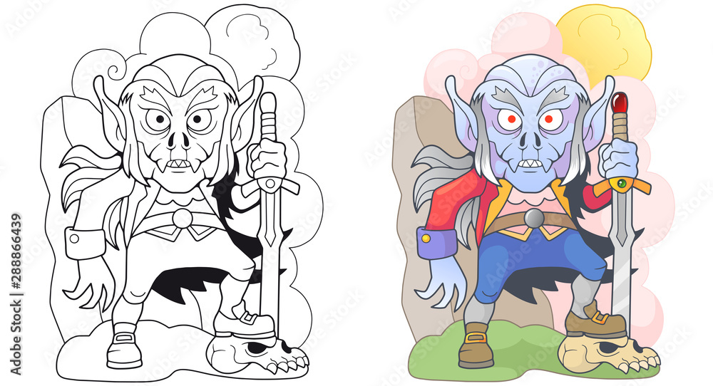 cartoon angry vampire with a sword, funny illustration Stock ...