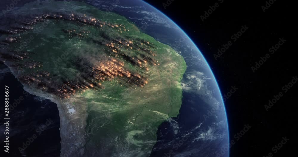Amazon Rainforest Fire From Space. Satellite View Shows a Lot of Fires ...