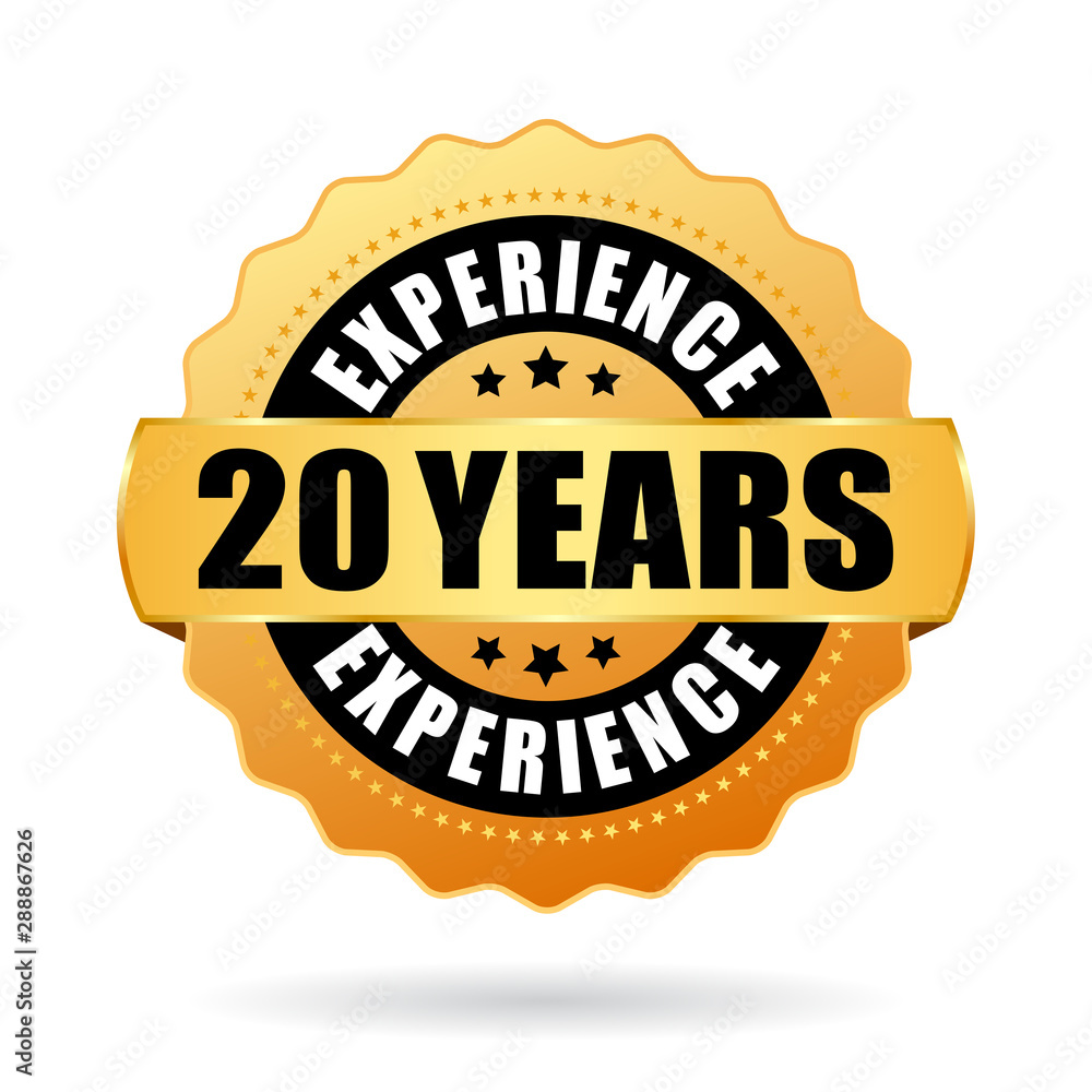 20 years experience vector badge isolated on white background Stock ... 20 years experience vector badge isolated on white background Stock ...