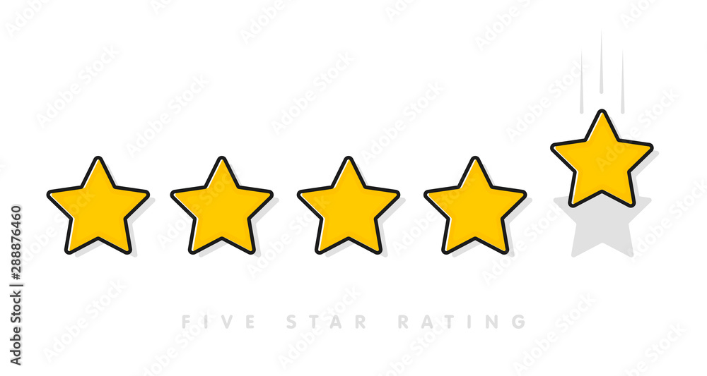 Vetor de Five yellow rating star vector illustration in white ...