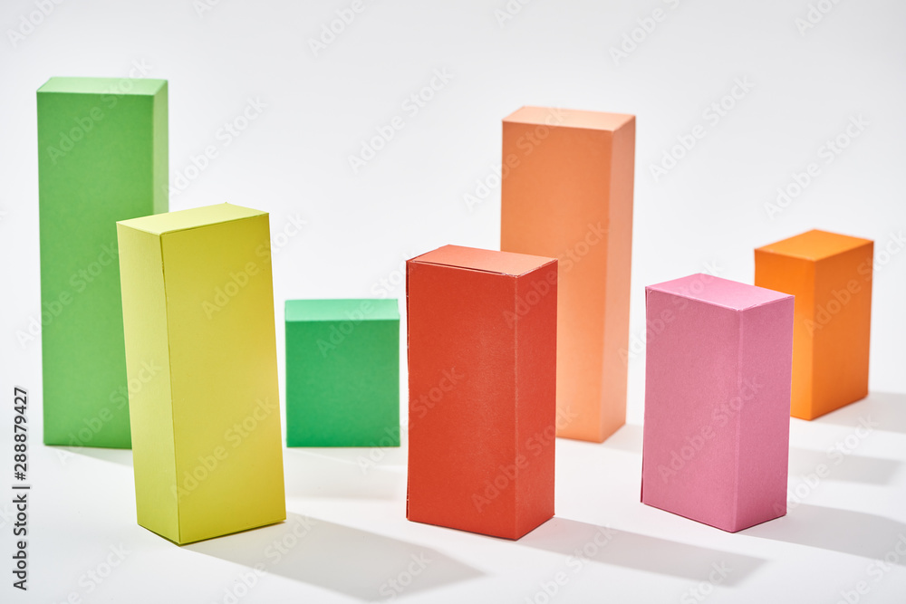 colorful blocks of statistic chart with shadow on white background ...