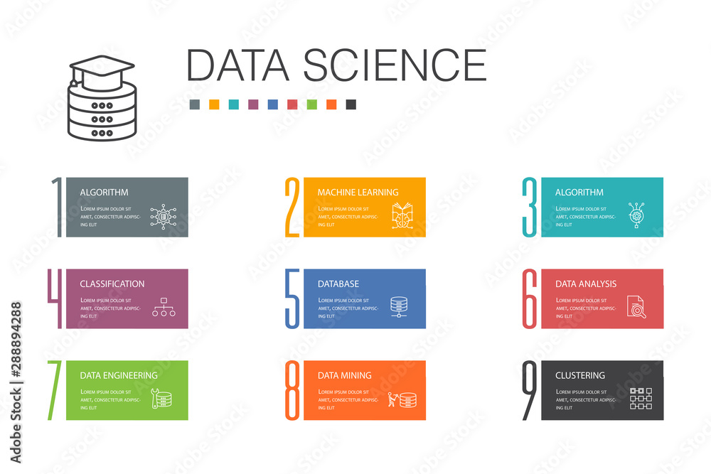 Data science Infographic 10 option line concept.machine learning, Big ...