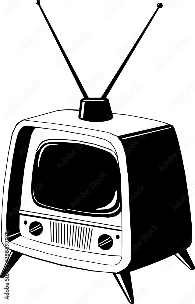vintage tv, vector drawing, graphic, isolated, monogram, symbol, logo ...