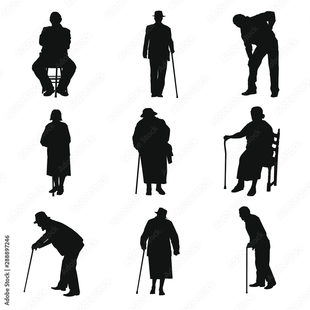 Old People Silhouettes Stock Vector | Adobe Stock