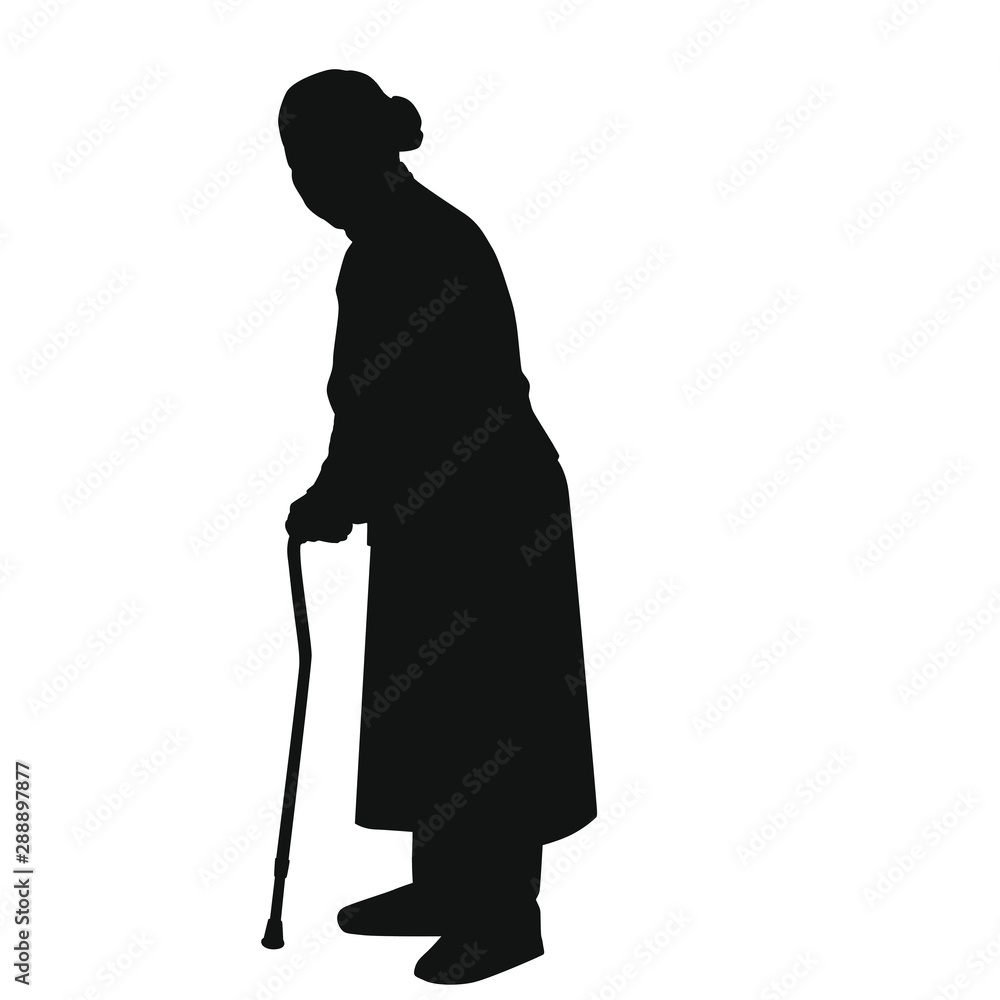 Old People Silhouette Stock Vector | Adobe Stock