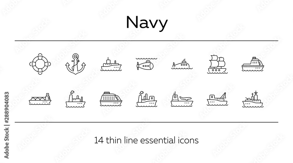 Navy line icon set Stock Vector | Adobe Stock
