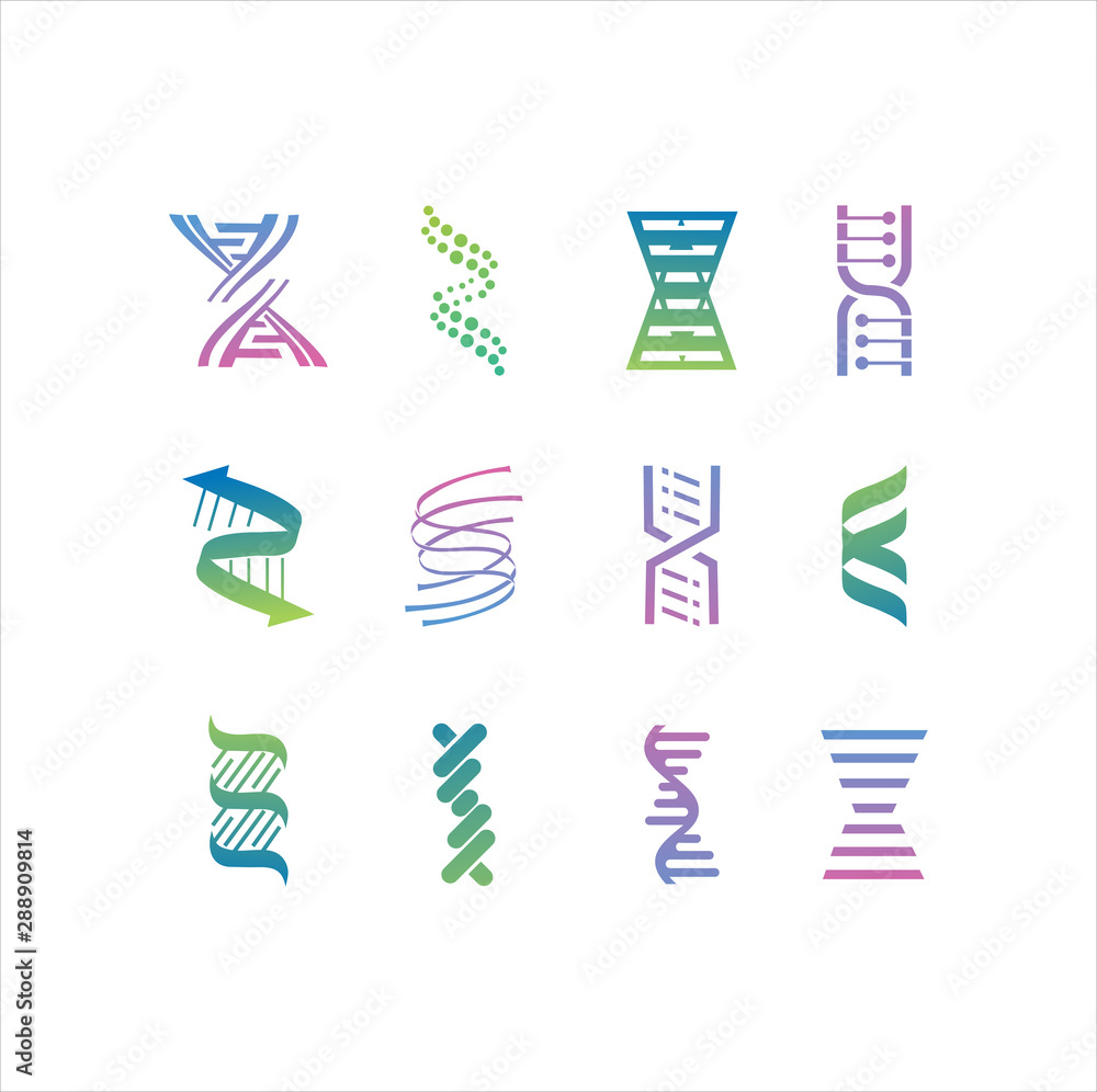 DNA genetic sign, icons and elements collection. colorful of DNA Symbol ...