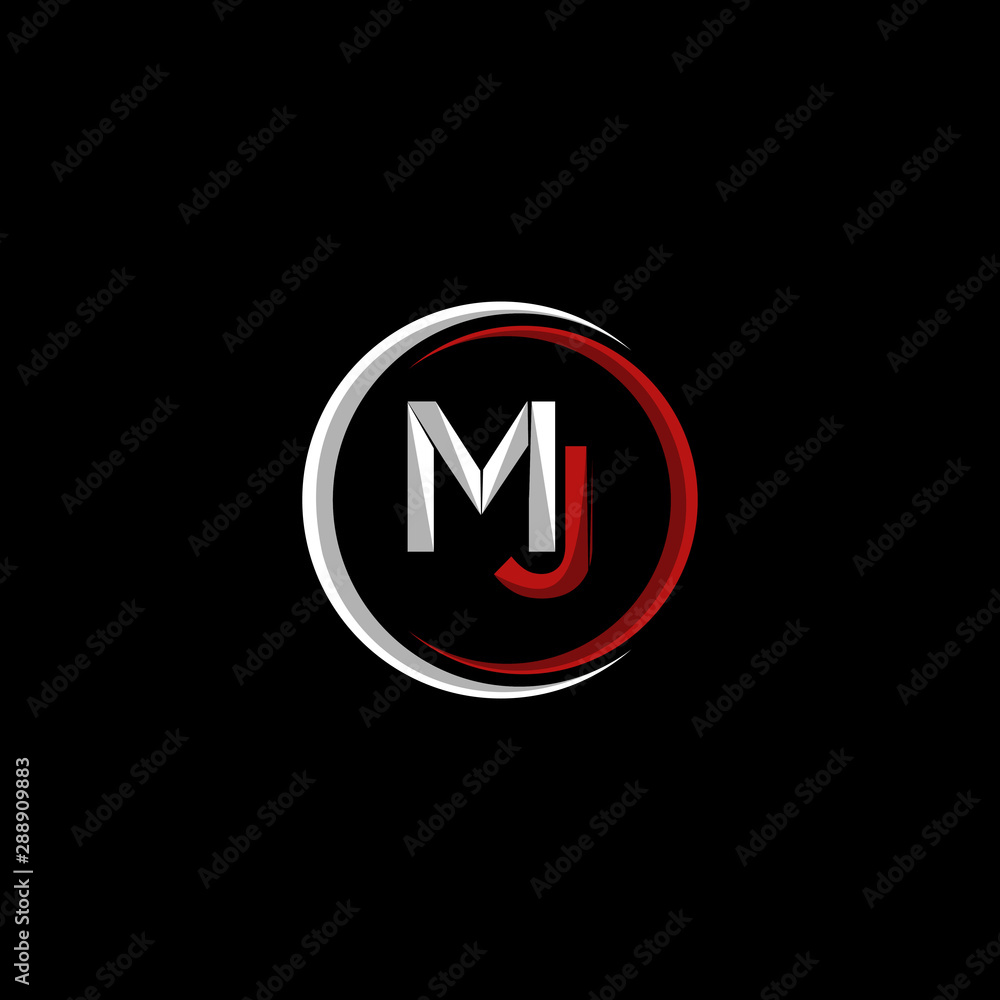 Circular Letter MJ Simple Modern Icon Logo Design Template Element ...
