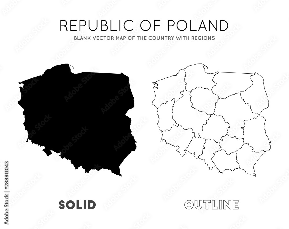 Poland map. Blank vector map of the Country with regions. Borders of ...