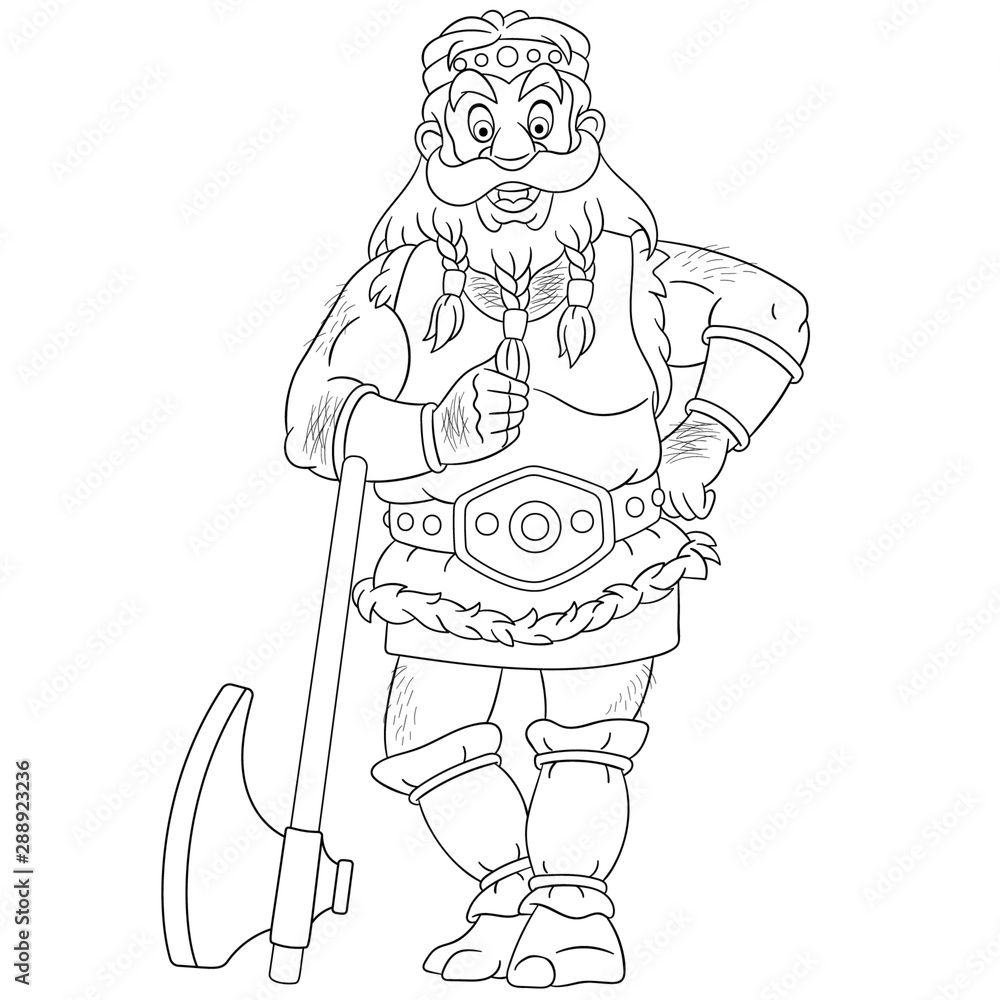 coloring page with ancient viking warrior Stock Vector | Adobe Stock