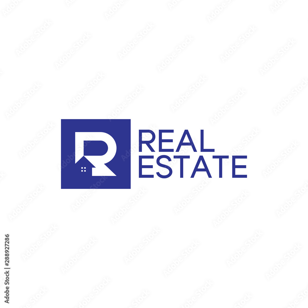 Square logo with initial letter r of real estate design concept Stock ...