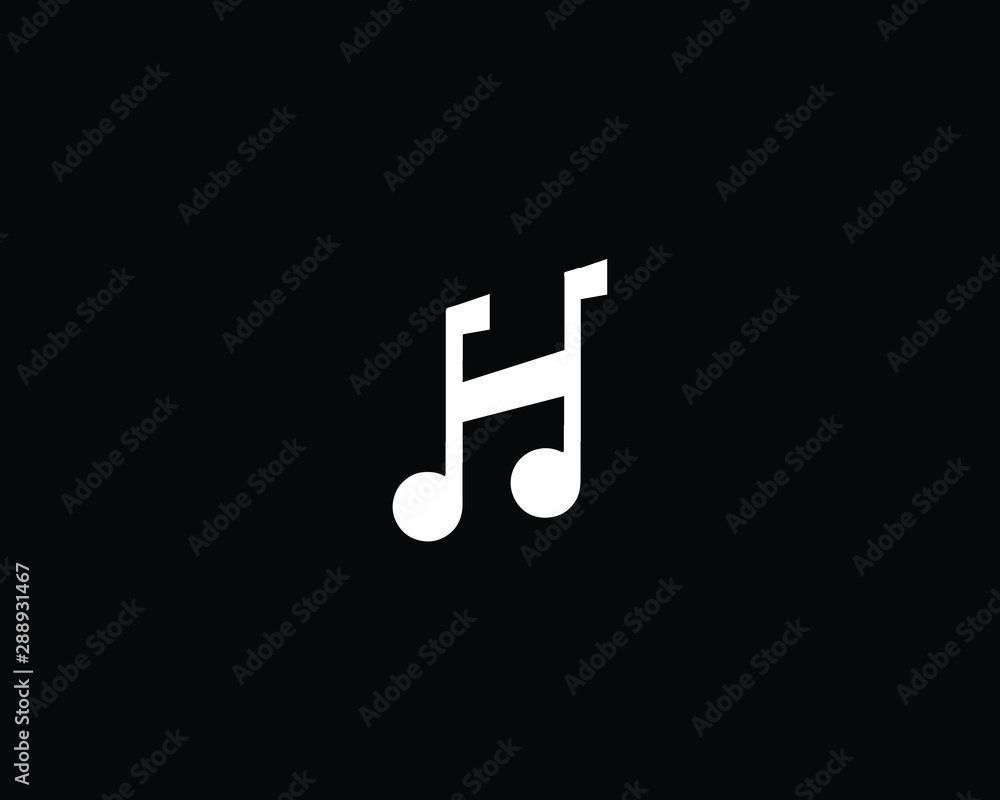 Creative and Minimalist Letter H Music Note Logo Design Icon, Editable ...