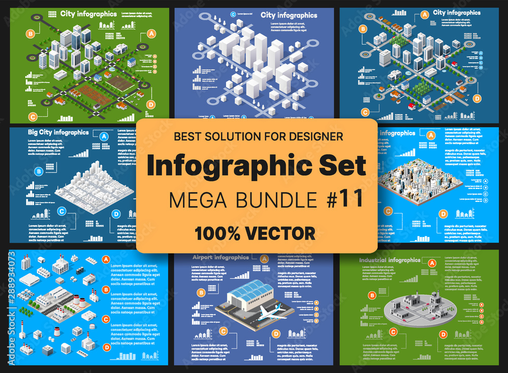 Isometric set infographics concept of blocks Stock Vector | Adobe Stock