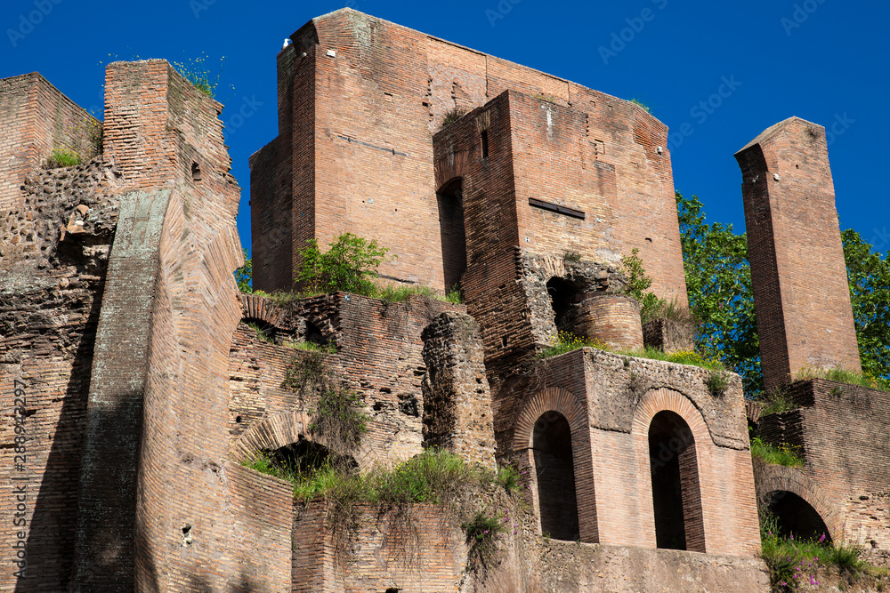 Ruins of an antique monumental fountain called Trofei di Mario built in ...