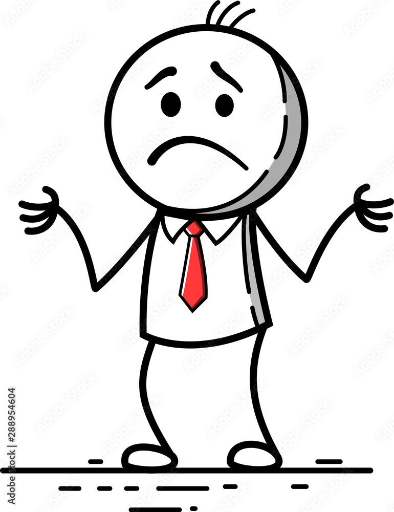 Sad Vector Stickman Cartoon Character Stock Vector | Adobe Stock