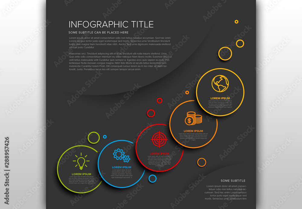 Info Chart Layout with Circle Elements Stock Template | Adobe Stock