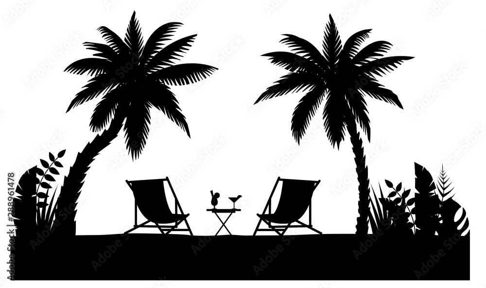 Vector Beach Landscape Silhouette Stock Vector | Adobe Stock Vector Beach Landscape Silhouette Stock Vector | Adobe Stock