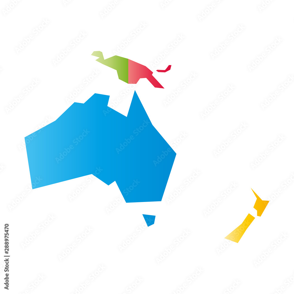 Very simplified infographical political map of Australia and Oceania ...