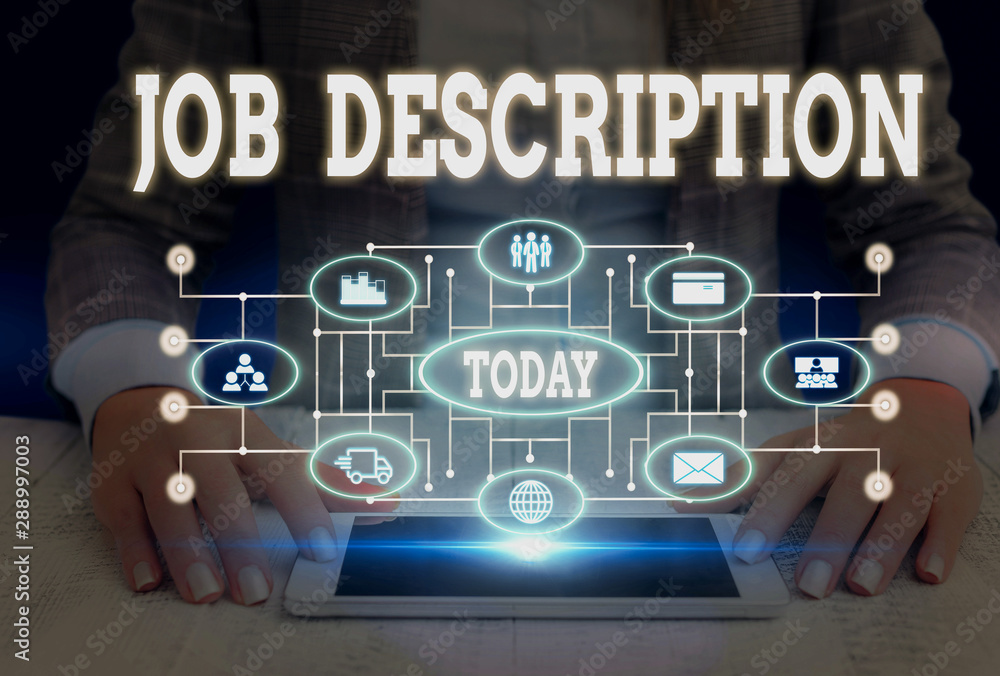 Writing note showing Job Description. Business concept for a formal ...