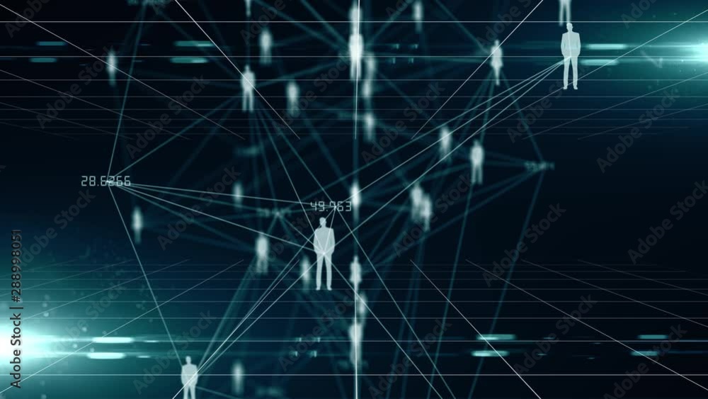 Social media network connection of people icons with connecting lines ...