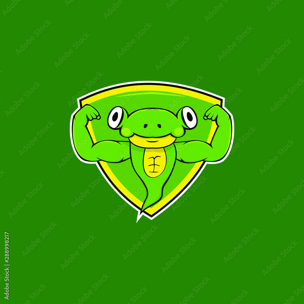 frog power mascot logo. tadpole mascot logo with shield Stock Vector ...