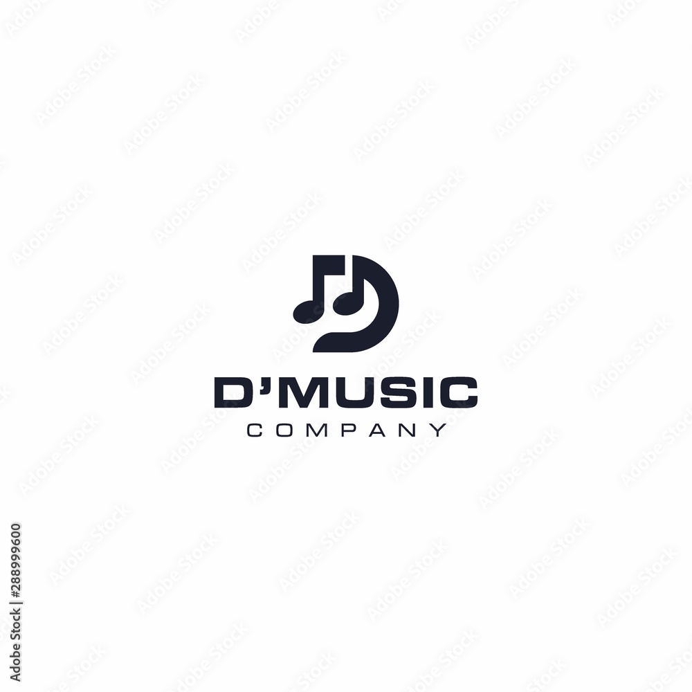 D letter with music icon logo design template Stock Vector | Adobe Stock