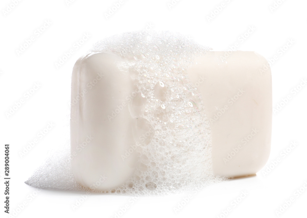Soap bar on white background Stock Photo | Adobe Stock