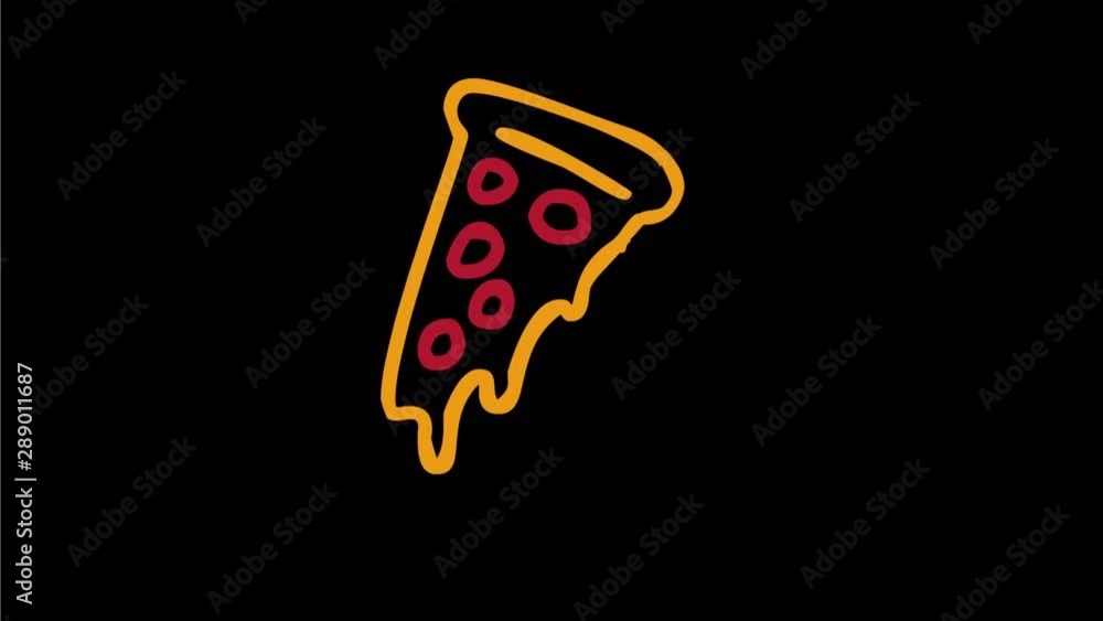 Stockvideon 2d Animation motion graphics drawing of a pepperoni pizza ...