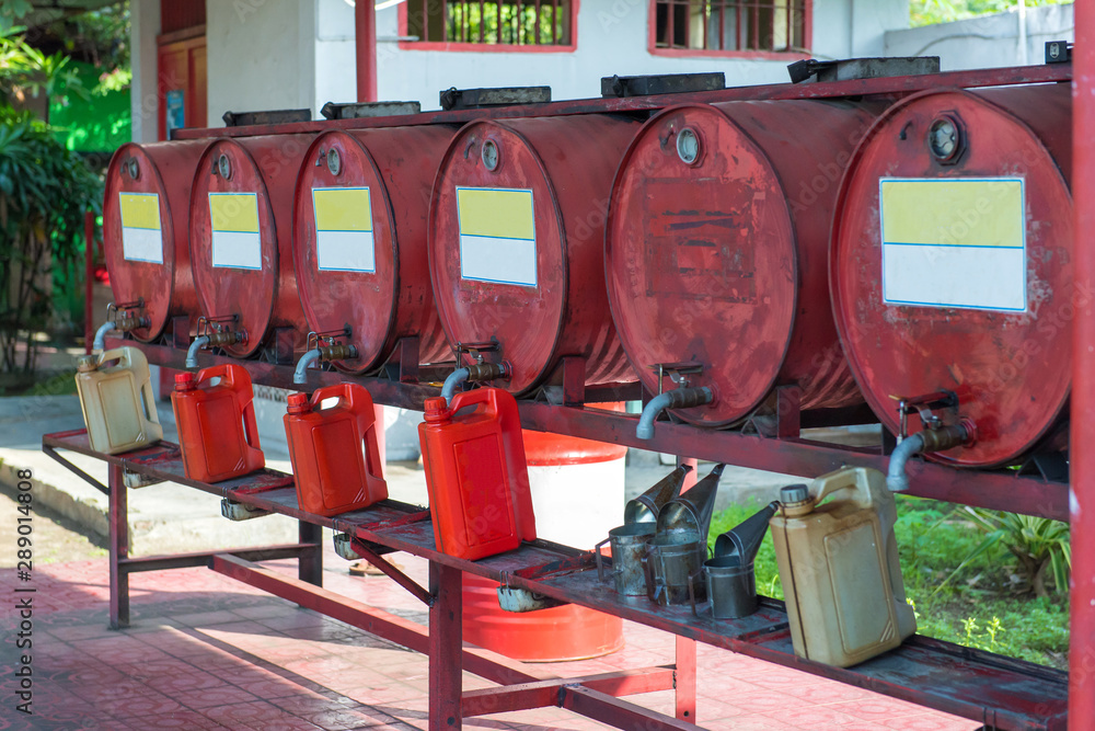Oil tank in gas station rural at Indonesia Stock Photo | Adobe Stock