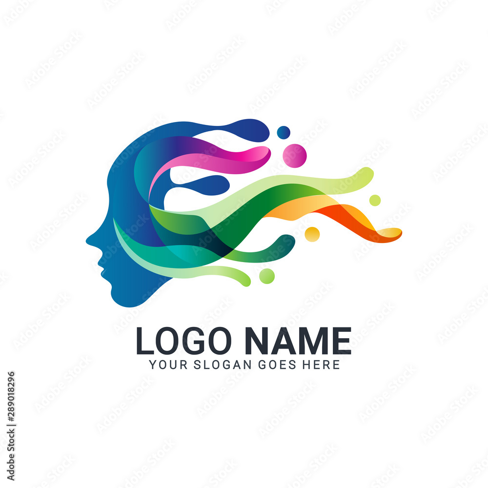 people head logo. human face illustration. mind creative logo Stock ...