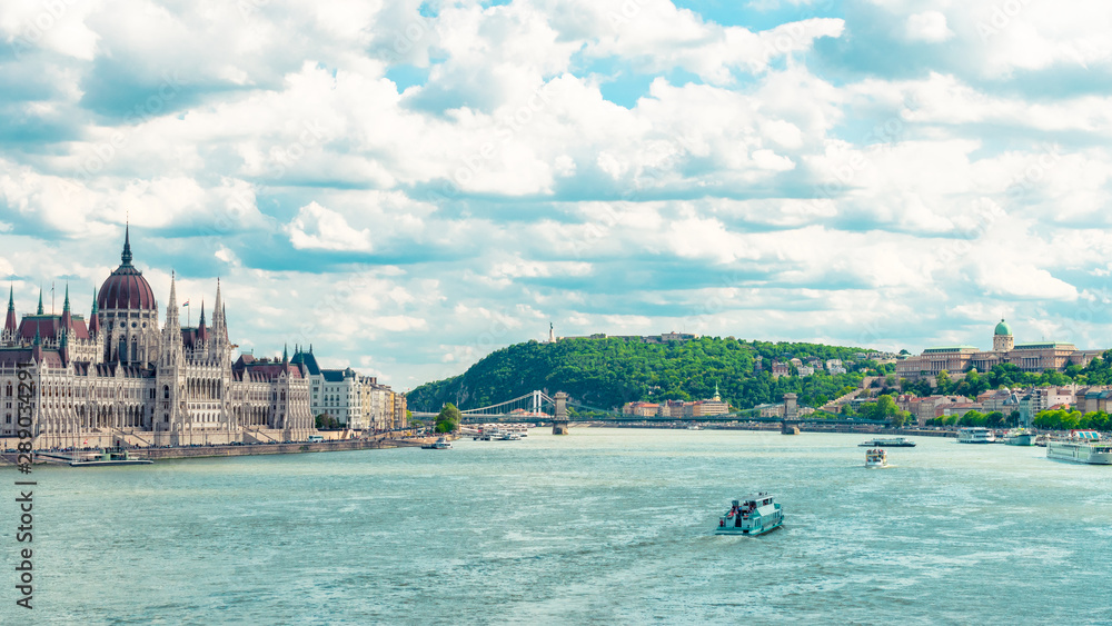 Amazing view of Budapest from the Margit bridge. Parlaiment on the left ...
