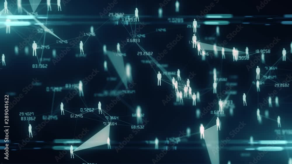 Connected people animation via internet social media networks Stock ...